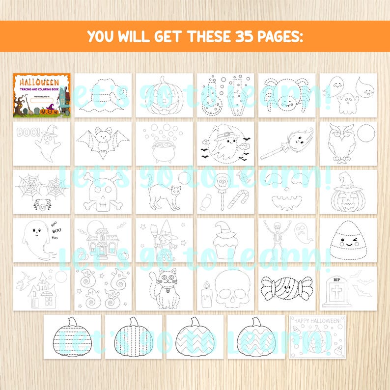 Halloween Tracing & Coloring Worksheets - Fall Activity Pages - Toddler ...