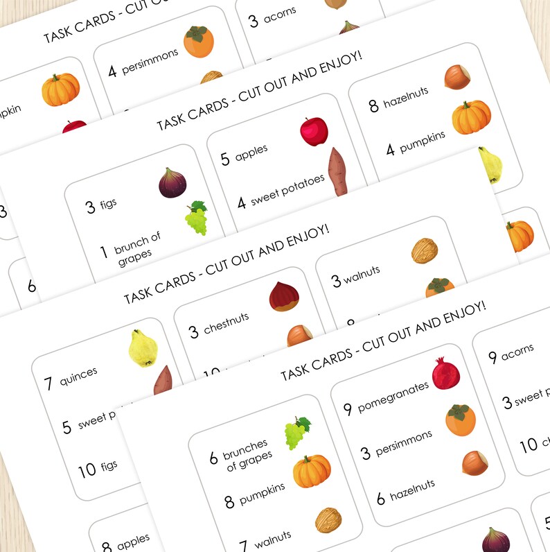 Fall Game for Kids, Autumn Counting Activity, Harvest Time, Task Cards ...
