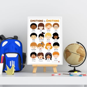 Emotions-Émotions, English-french Printable Poster, Bilingual ...
