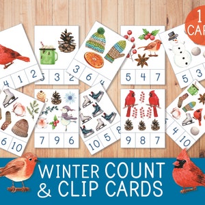 Winter Count and Clip Number Cards 1-10 Toddler Preschool | Etsy