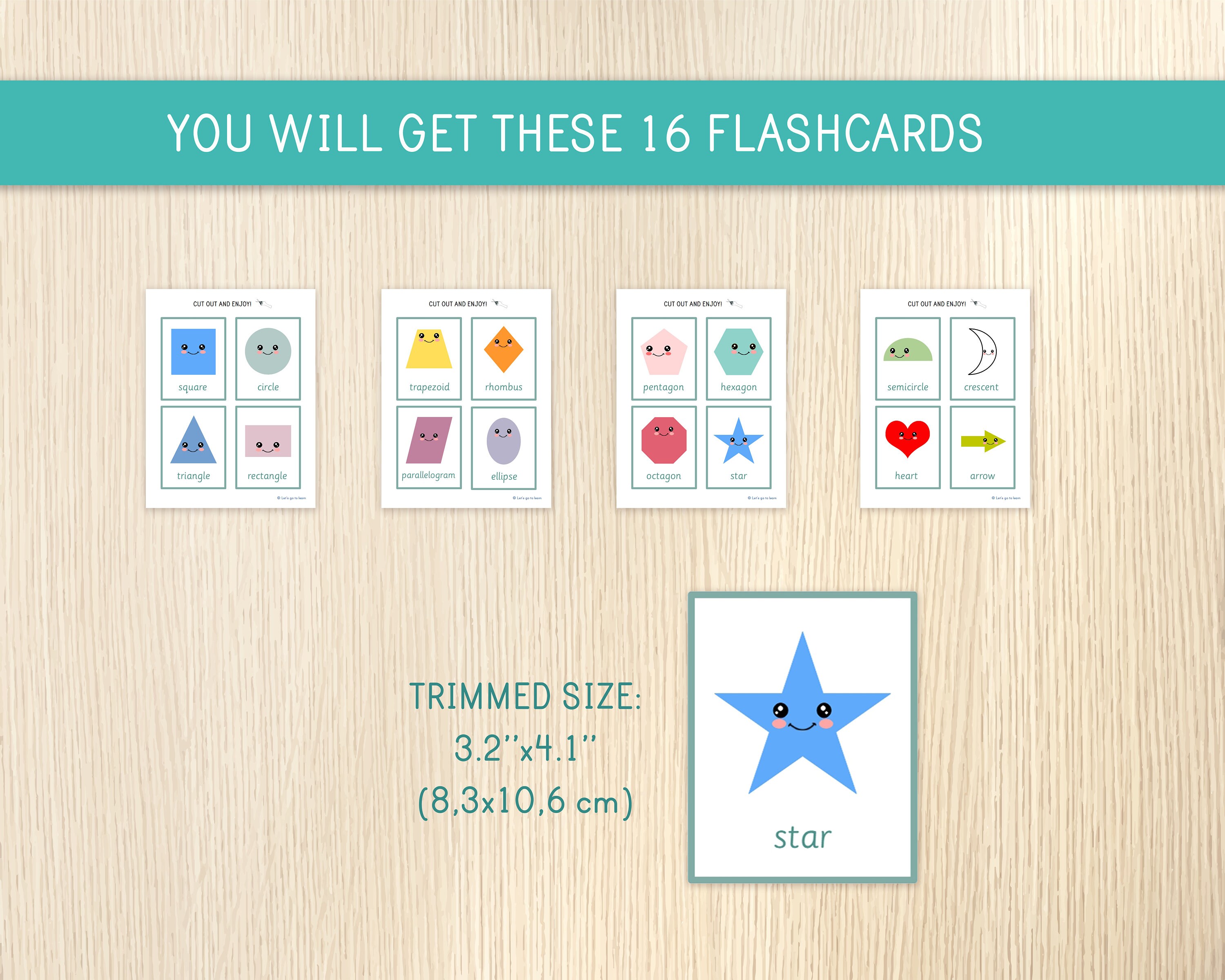 Shapes Flashcards 2D Shapes Preschool Kindergarten Cards - Etsy