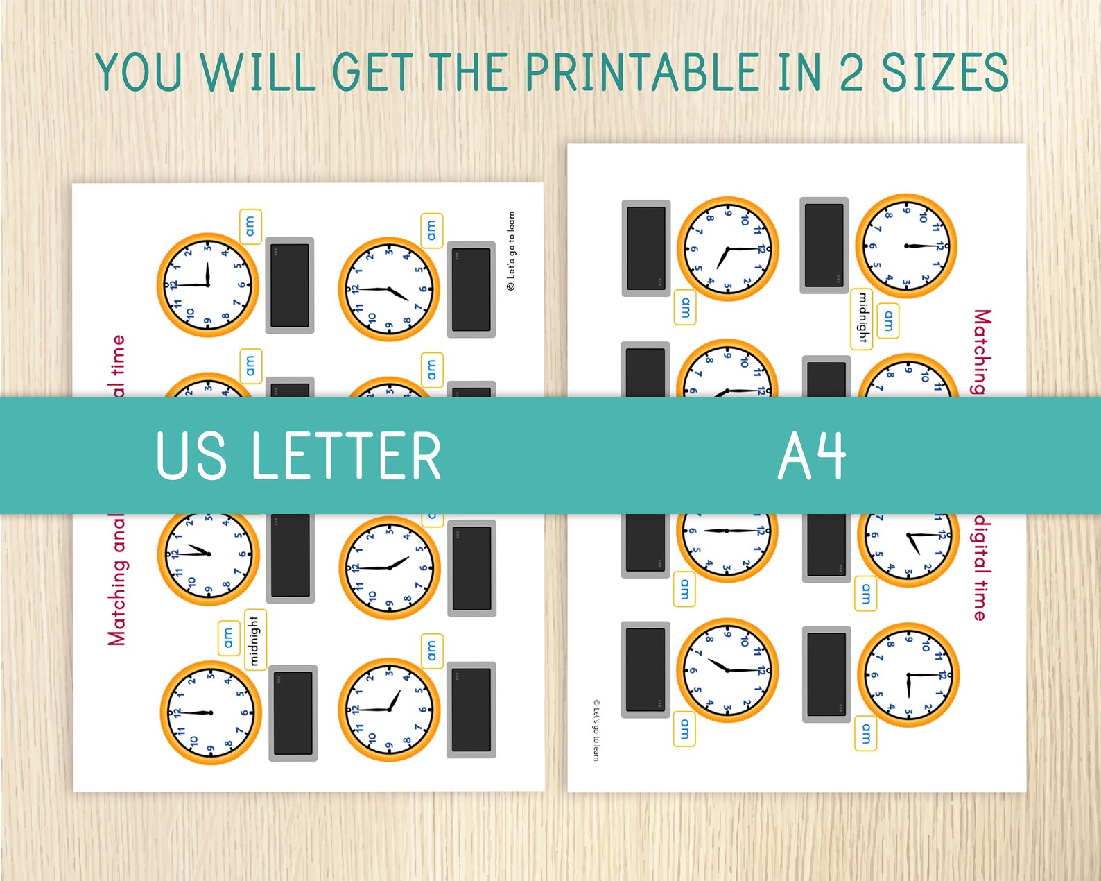 Telling Time Practice Analog & Digital Time Matching Game | Etsy