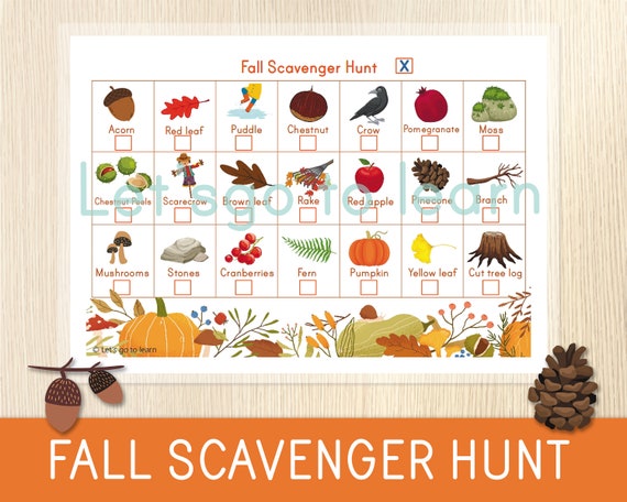 Fall Scavenger Hunt Autumn Treasure Hunt Outdoor Activity - Etsy