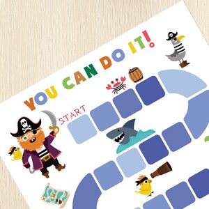 Pirate Reward Chart - Sticker Chart - Toddler, Preschool Kids - Letter ...
