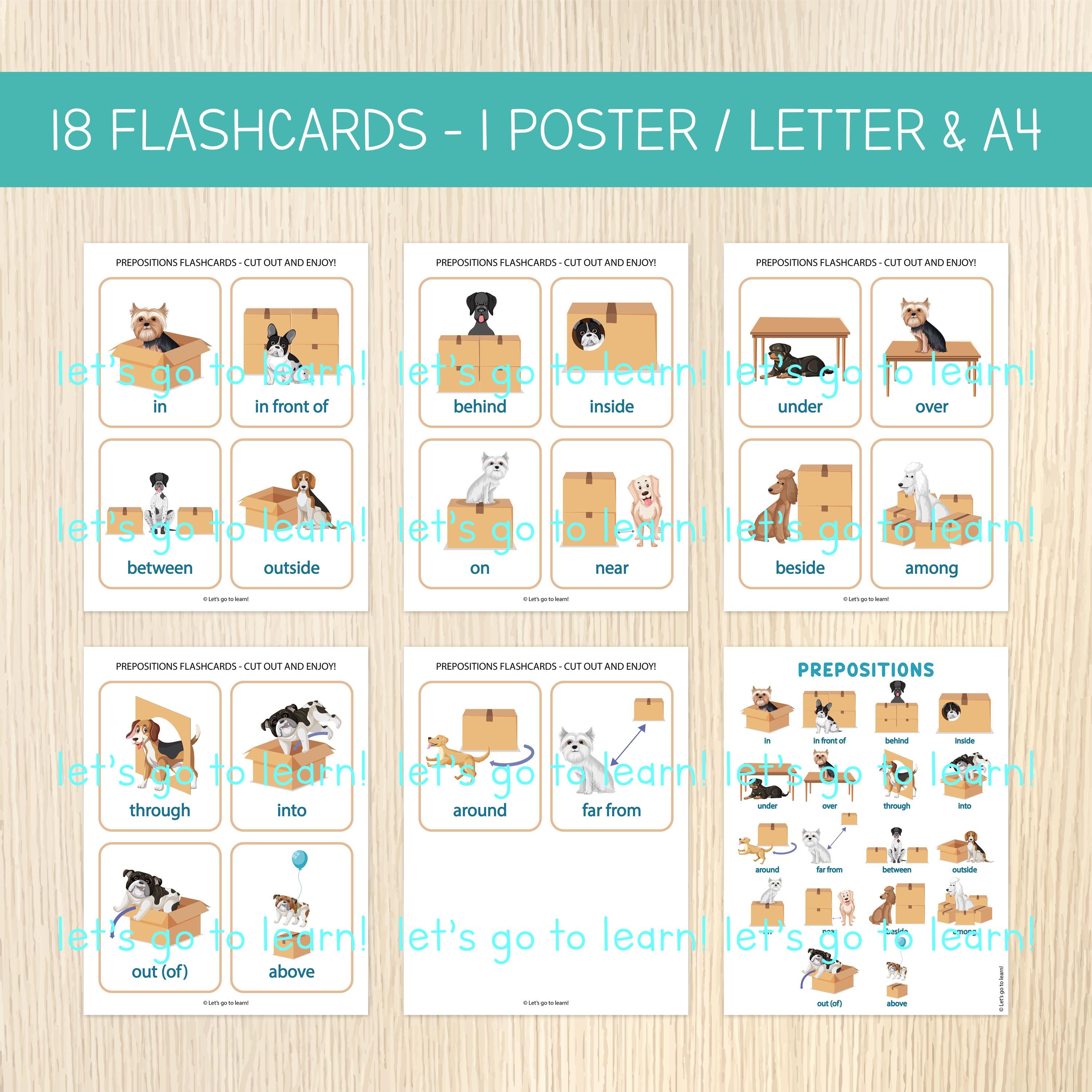 Prepositions Flashcards & Poster - ESL English Grammar Printable - 18 ...