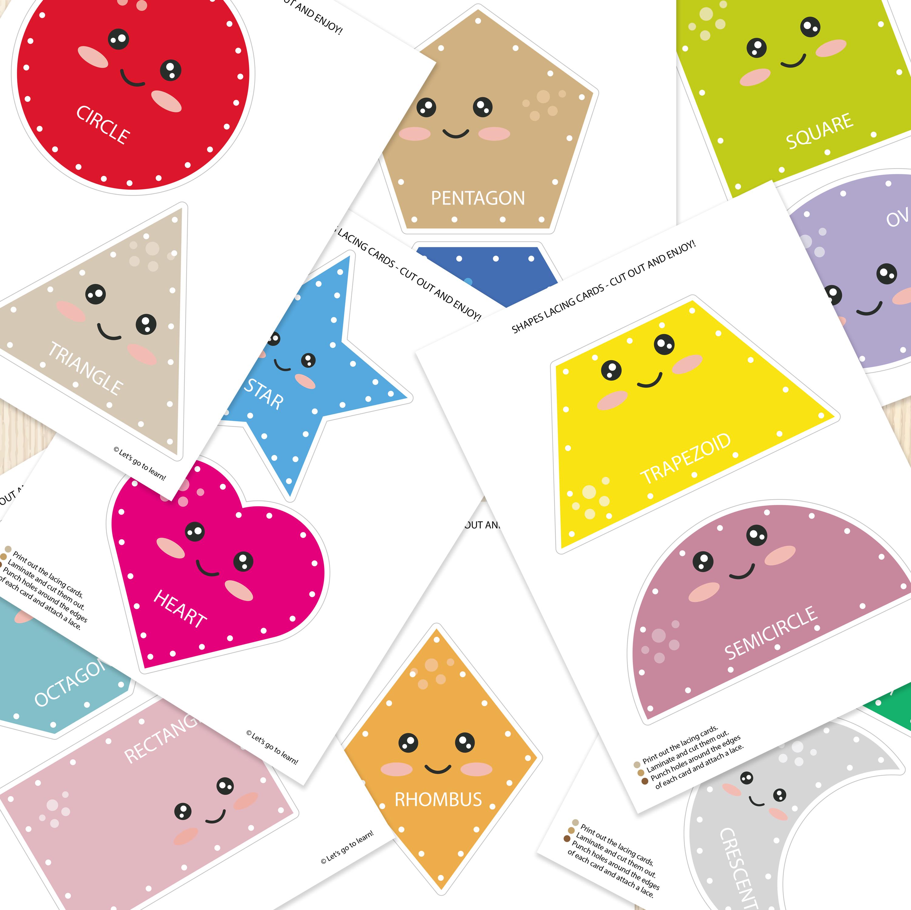 Shapes Lacing Cards - Preschool Fine Motor Skill Activity - Toddler ...
