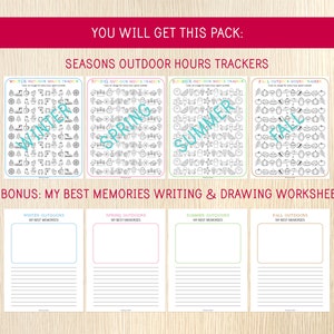 Outdoor Hours Trackers, Four Seasons Outdoor Time Trackers, Ourdoor ...