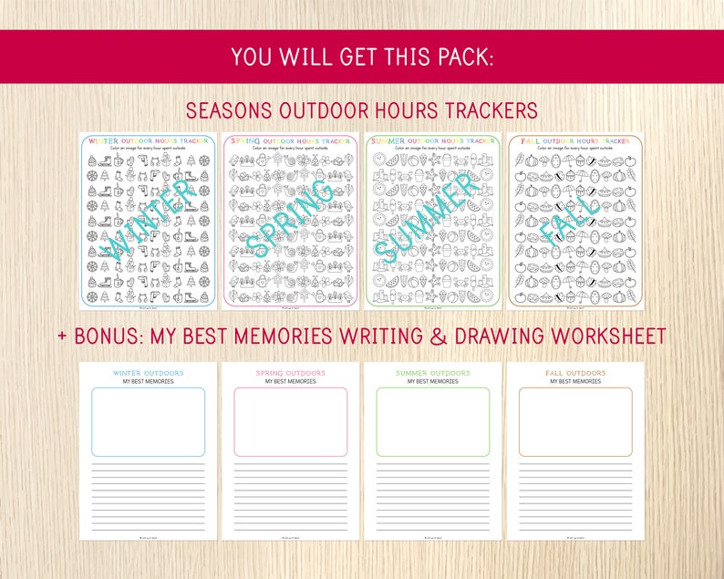 Outdoor Hours Trackers Four Seasons Outdoor Time Trackers - Etsy