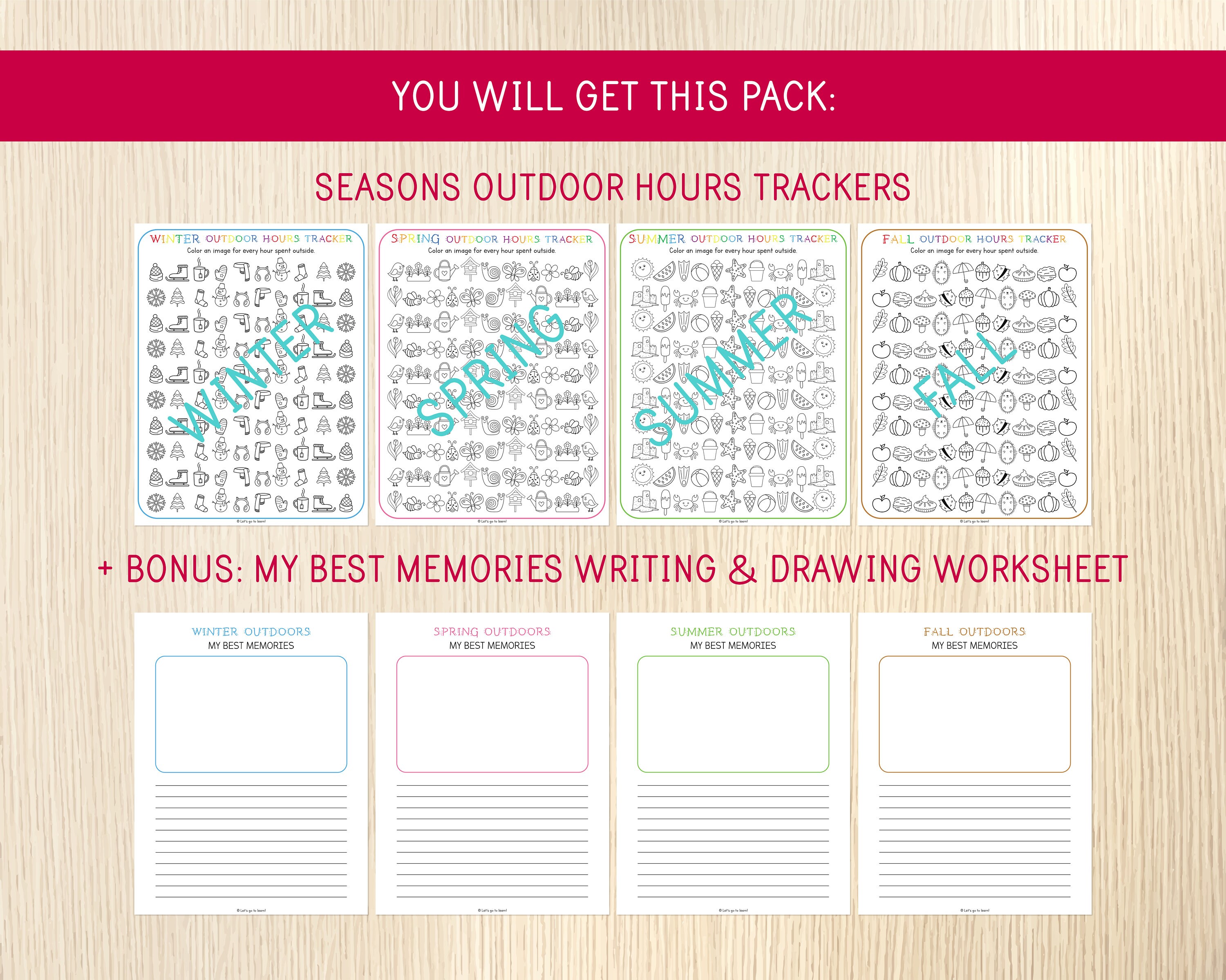 Outdoor Hours Trackers, Four Seasons Outdoor Time Trackers, Ourdoor ...