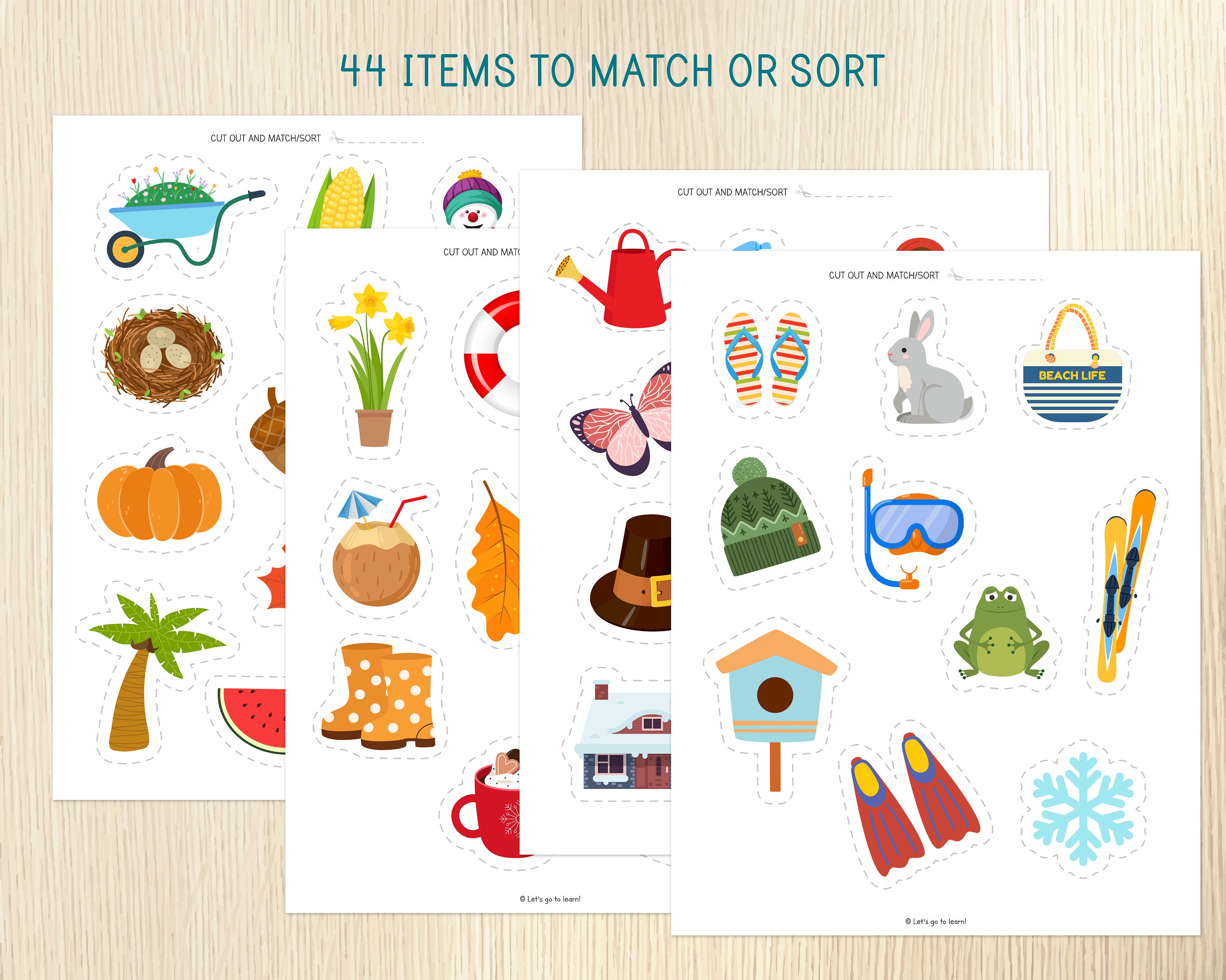 Seasons Matching Activity - Sorting Game - Sort by Seasons - Four ...