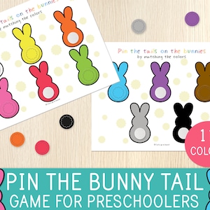 Easter Bunny Tail Color Matching Game, Pin the Bunny Tail, Colors ...
