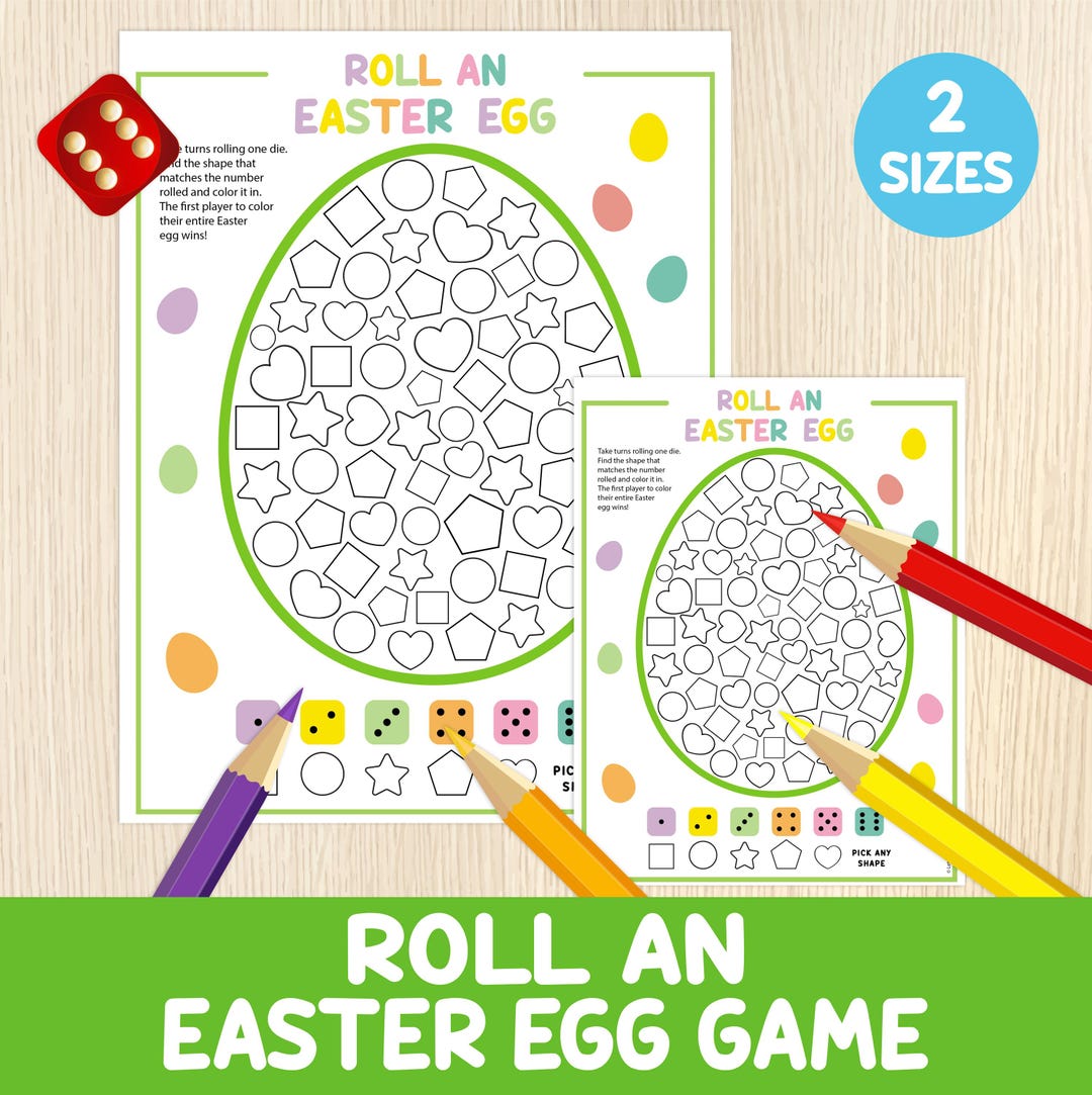 Roll an Easter Egg Game – Easter Math Dice Game – Shape Recognition ...