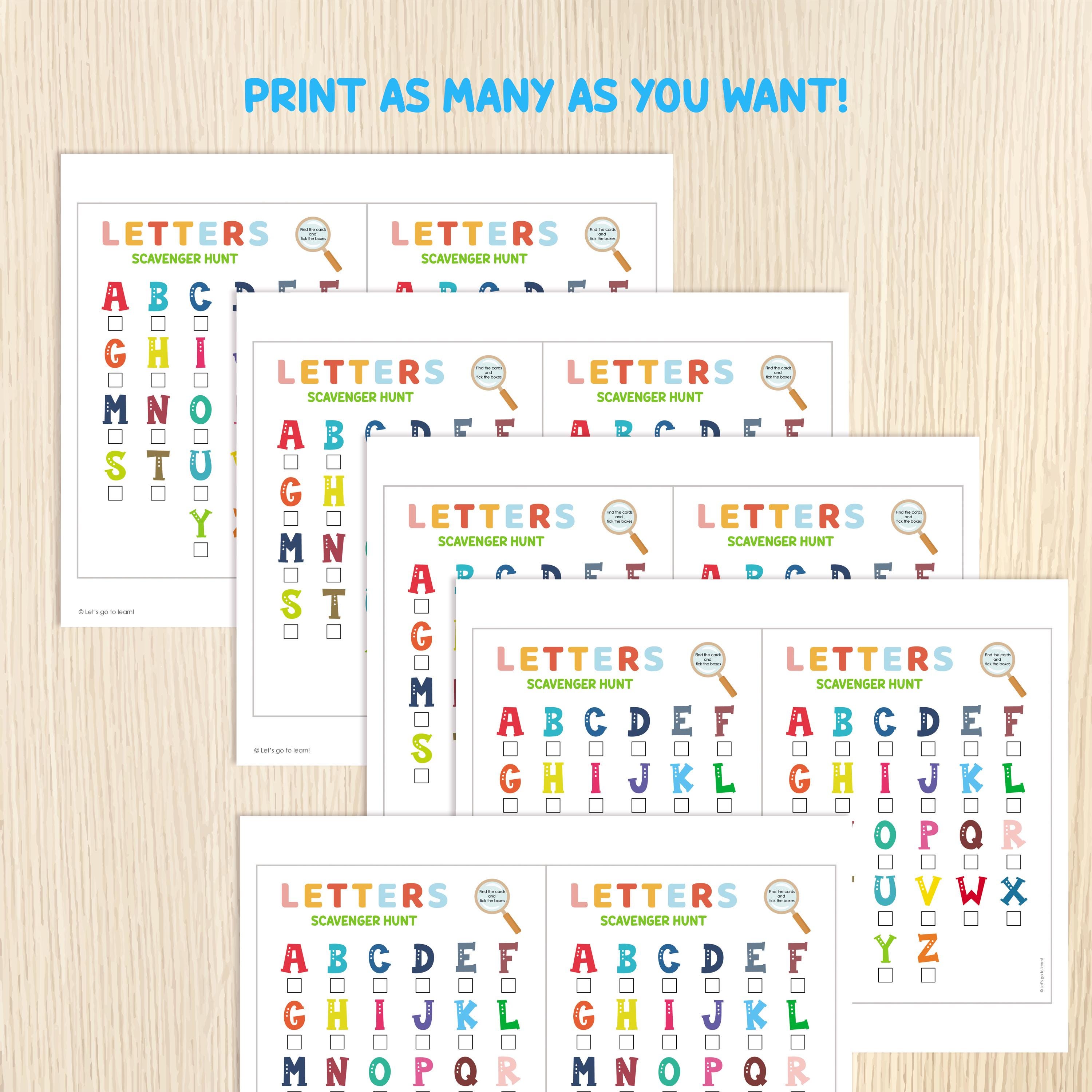 Letters Scavenger Hunt With Cards – Alphabet Hunt Game for Kids ...