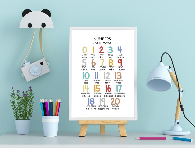 Numbers Poster in English & Spanish Bilingual Poster - Etsy