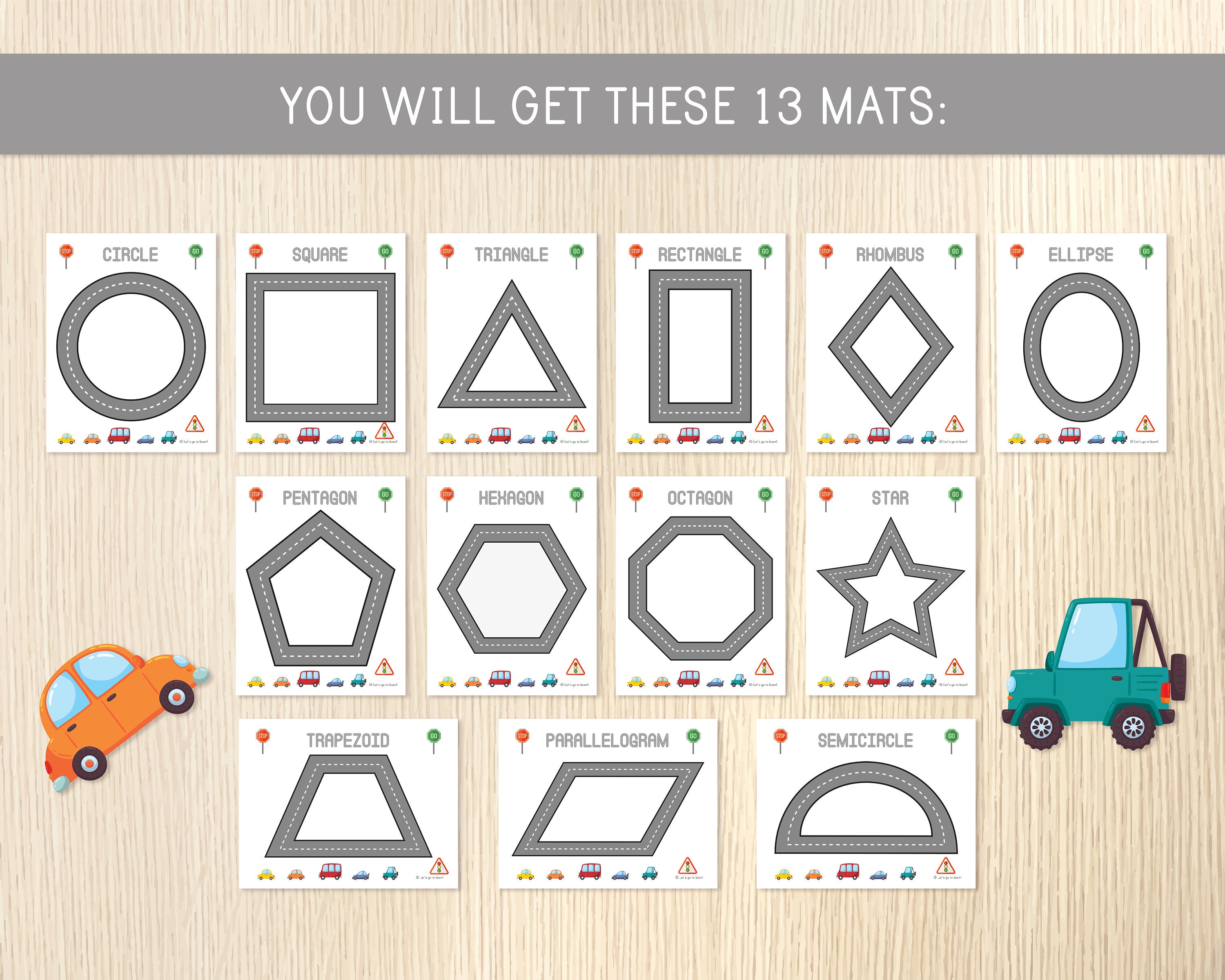 Shapes Tracing Road Mats Math Busy Book Geometry Toddler - Etsy