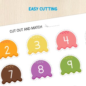 Number Matching Activity - Counting and Tracing Game - Ice Cream Theme ...