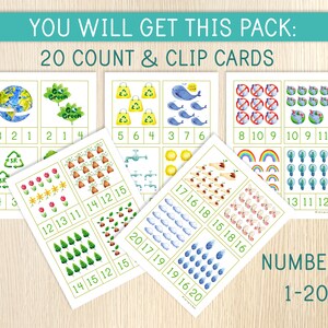 Earth Day Count and Clip Cards, Numbers 1-20, Counting Cards ...