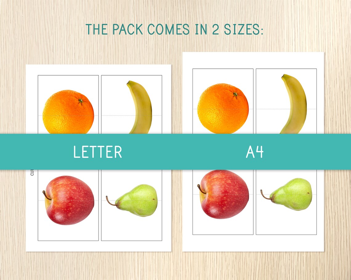 Fruit Puzzles Matching Cards Symmetry Montessori Activity | Etsy