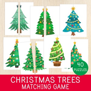 Christmas Trees Matching Game, Christmas Puzzles, Xmas Activity for ...