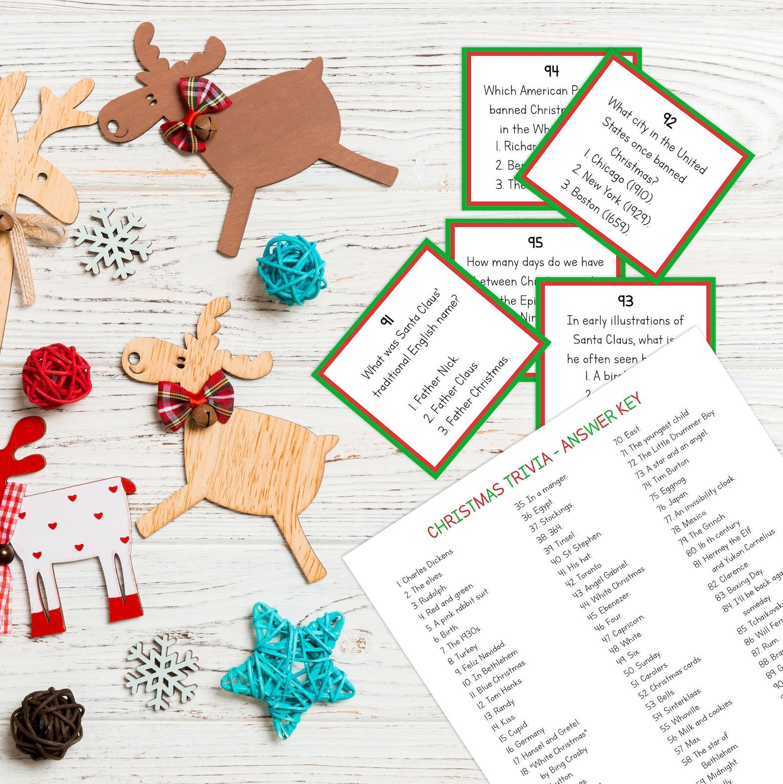 Christmas Trivia Game, 100 Question Cards, Christmas Party Games ...