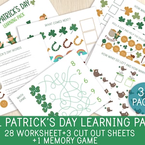 St Patricks Day Preschool Learning Pack Worksheets - Etsy