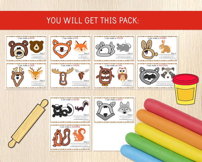Forest Animals Playdough Mats Play Dough Activities - Etsy