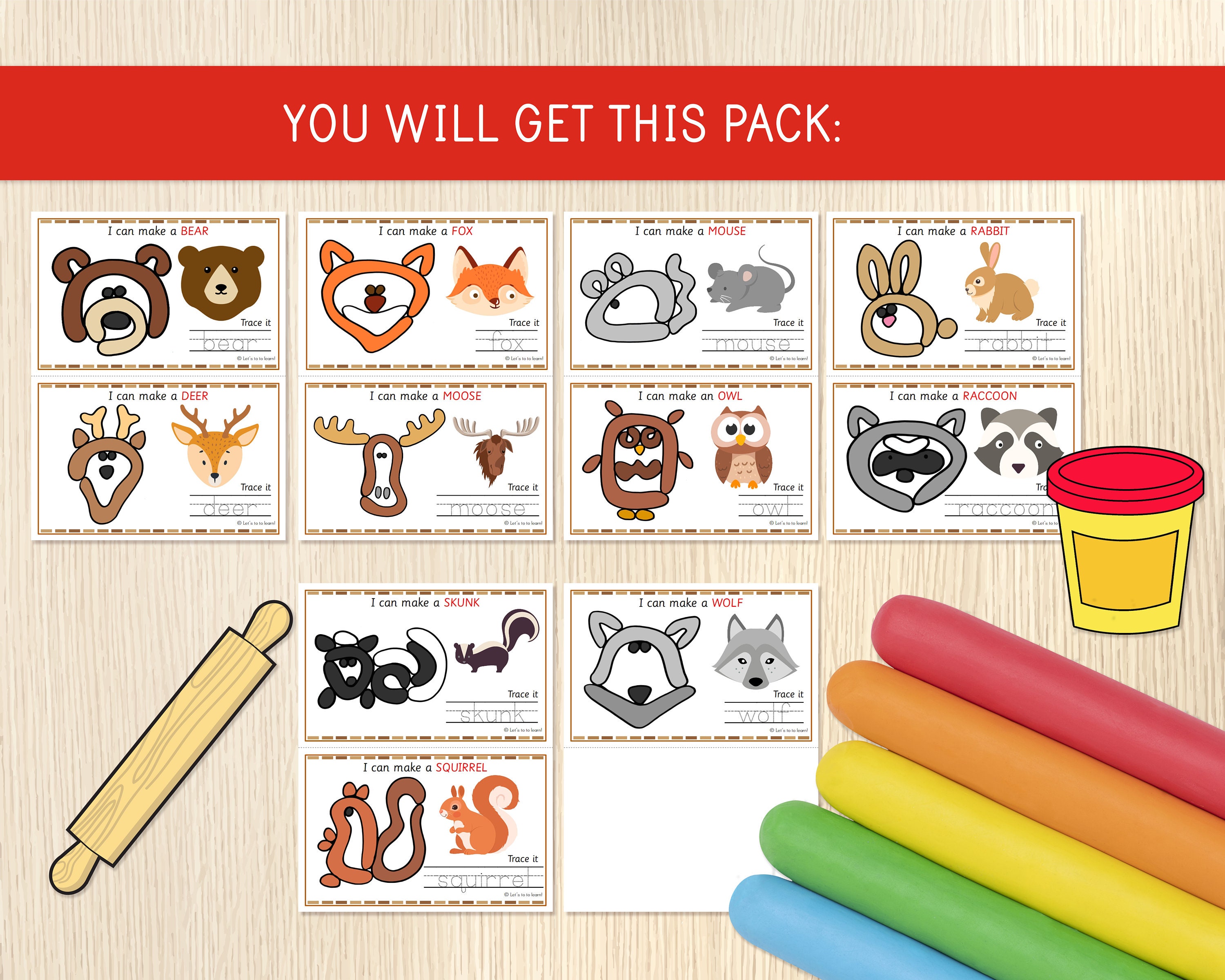 Forest Animals Playdough Mats, Play Dough Activities, Preschool ...