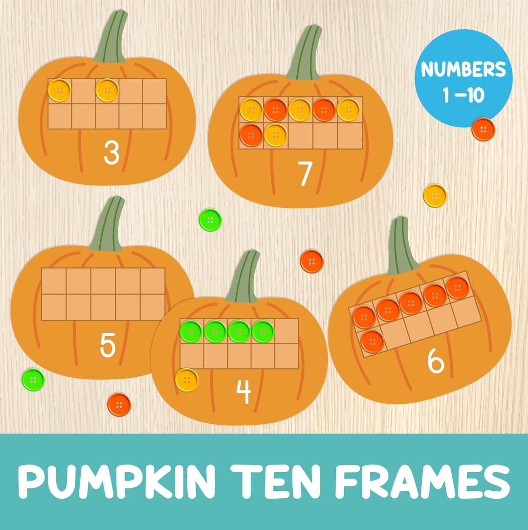 Fall Pumpkin Ten Frames - Number Mats - Playdough Mats - Autumn ...