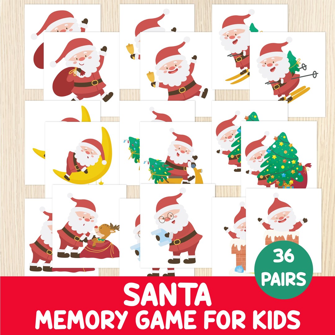 Santa Memory Game - Christmas Matching Activity - Holiday Activity for ...