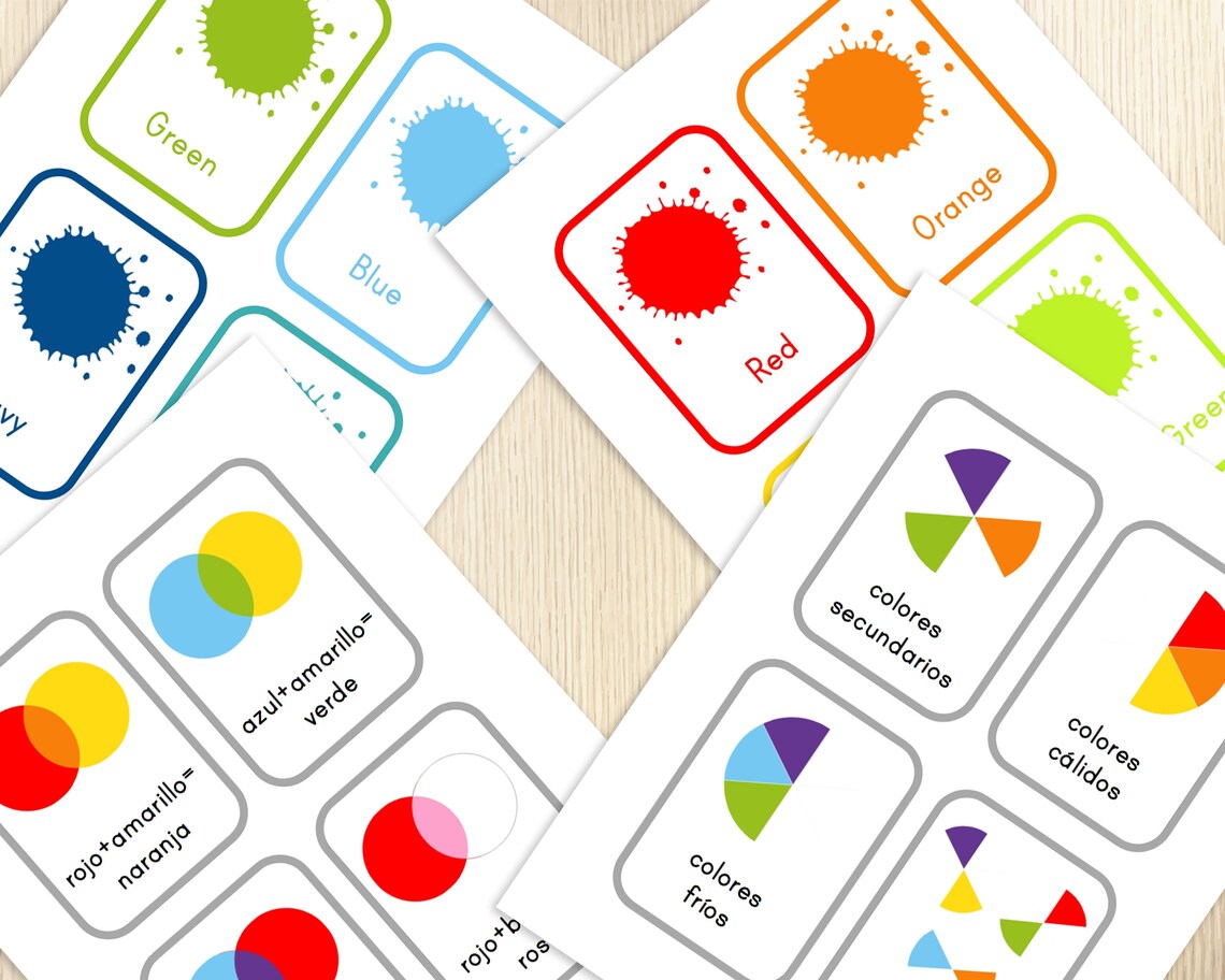Color Flashcards in SPANISH Color Cards Preschool - Etsy