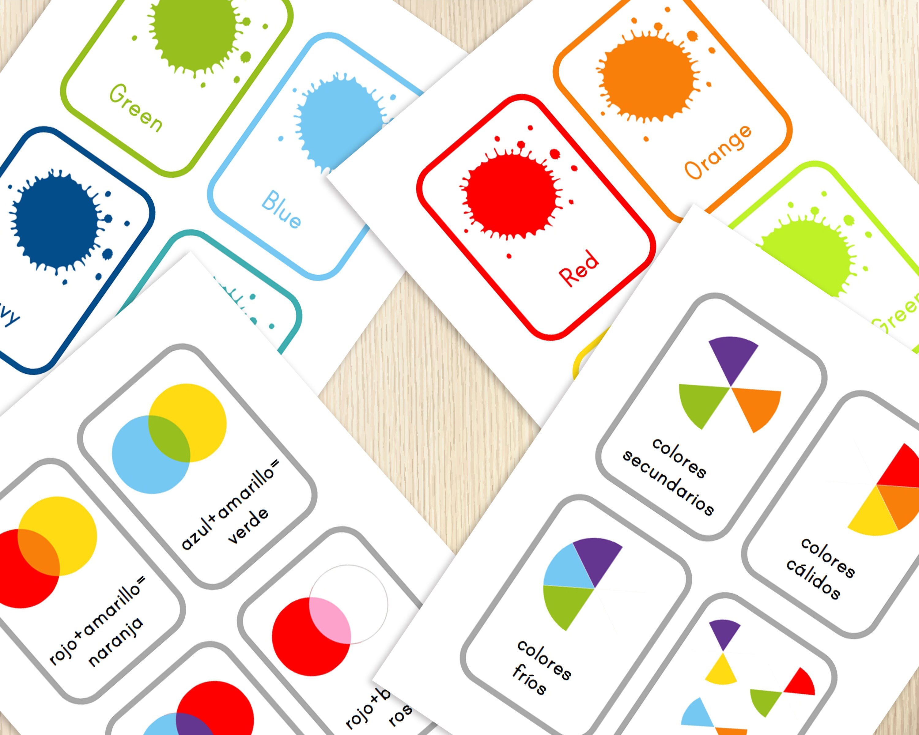 Color Flashcards in SPANISH, Color Cards, Preschool, Kindergarten ...