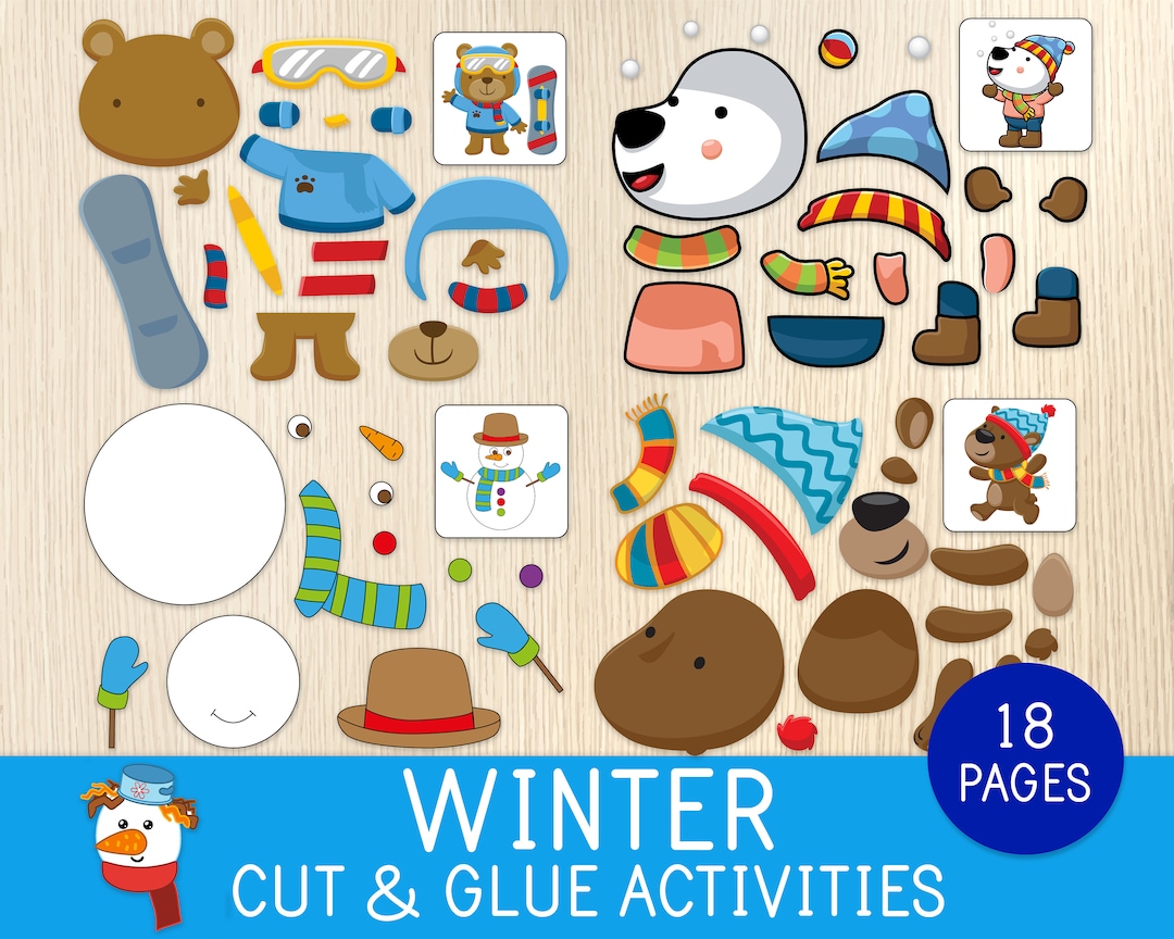 Winter Cut and Glue Activities, Scissor Skills, Cutting Practice ...
