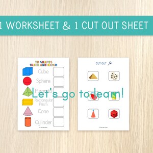 3D Shapes Trace and Match Activity Geometry Worksheet | Etsy