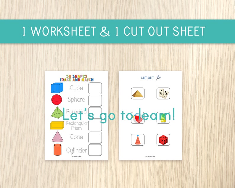 3D Shapes Trace and Match Activity Geometry Worksheet - Etsy