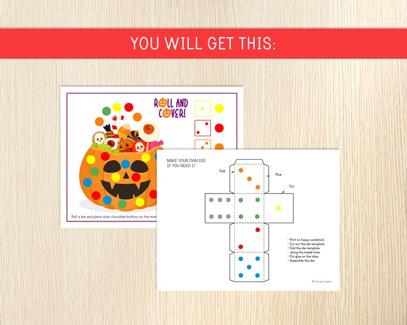 Halloween Roll & Cover Game, Jack-o'-lantern Candy Dice Printable Game ...