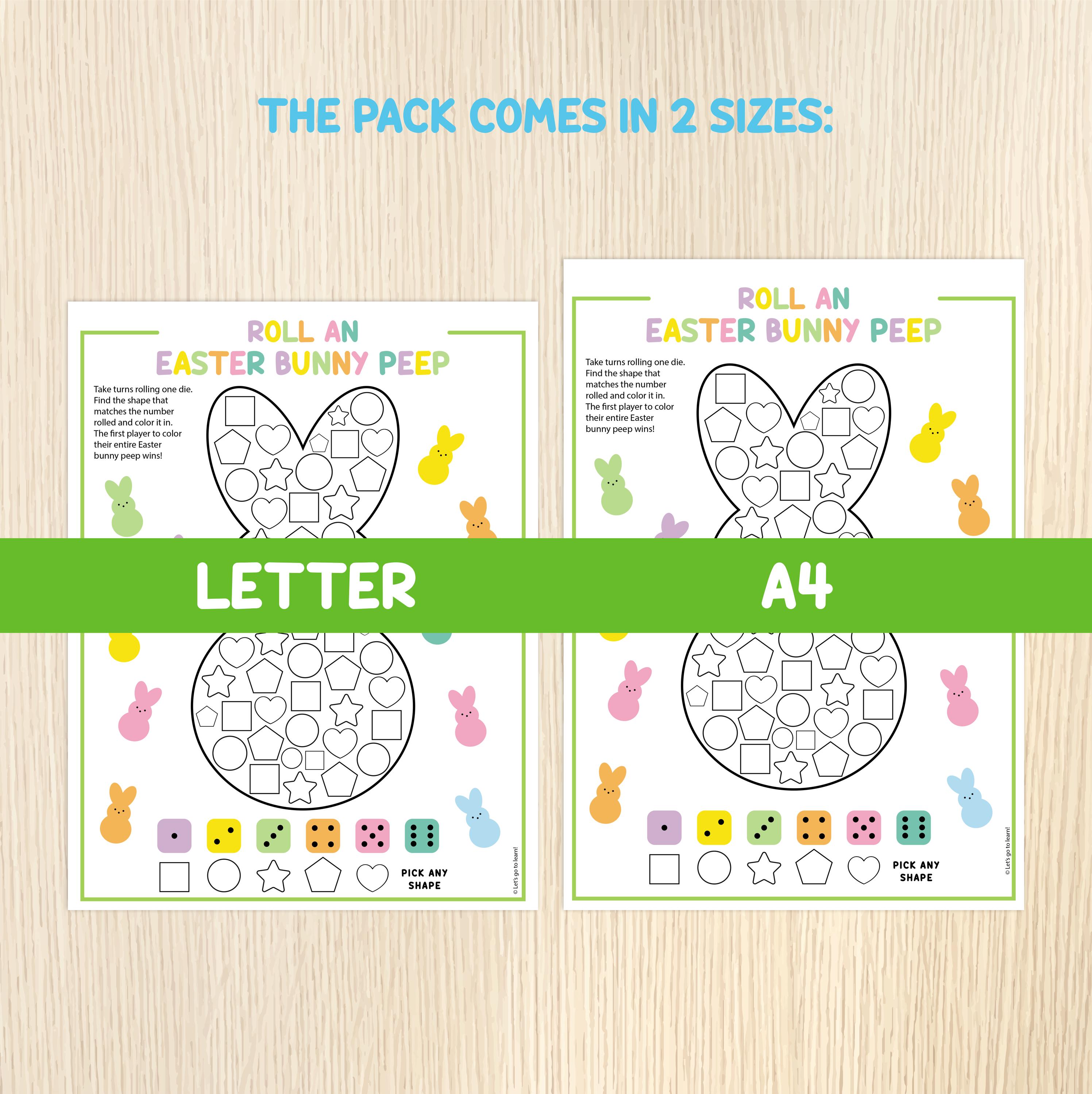 Easter Roll a Bunny Peep Game - Easter Party Activity - Number & Shape ...