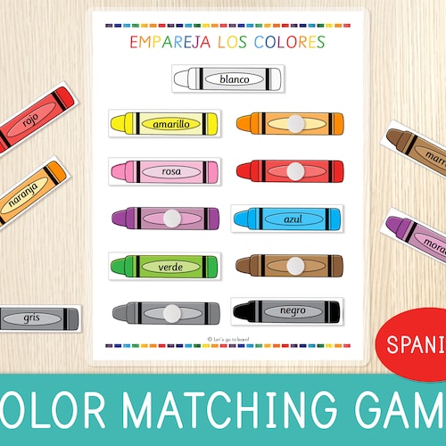 Colors Matching Game in SPANISH Toddler and Preschool - Etsy