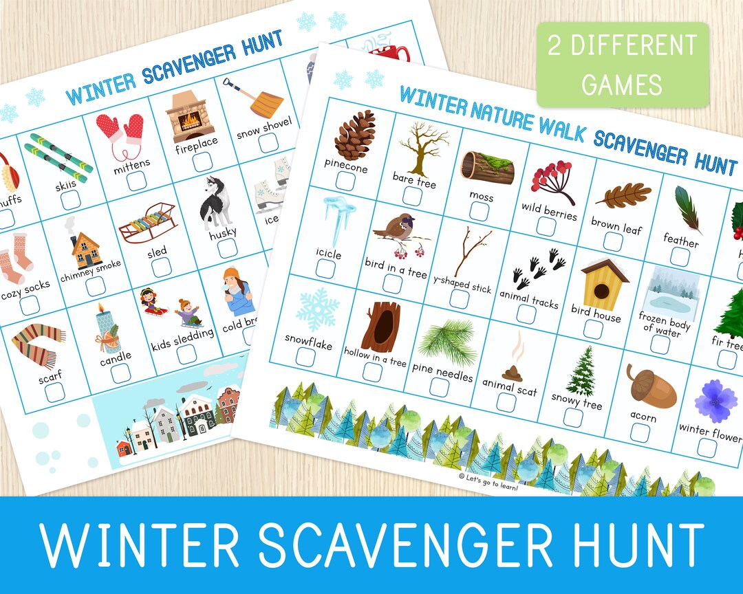 Winter Scavenger Hunt & Winter Nature Walk Scavenger Hunt, Treasure ...