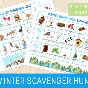 Winter Scavenger Hunt & Winter Nature Walk Scavenger Hunt, Treasure ...