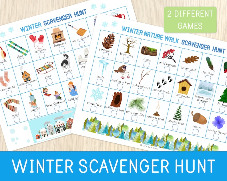 Winter Scavenger Hunt & Winter Nature Walk Scavenger Hunt - Etsy