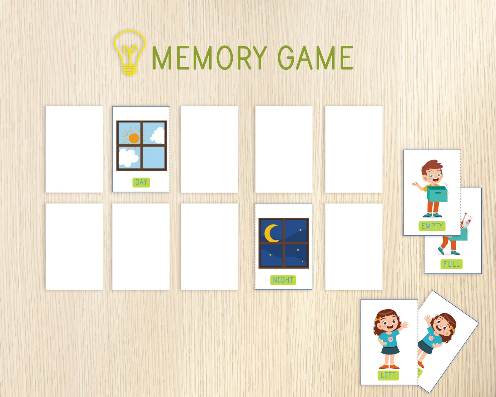 Opposites, Matching Activity, Pairing Cards, Memory Game, Preschool ...