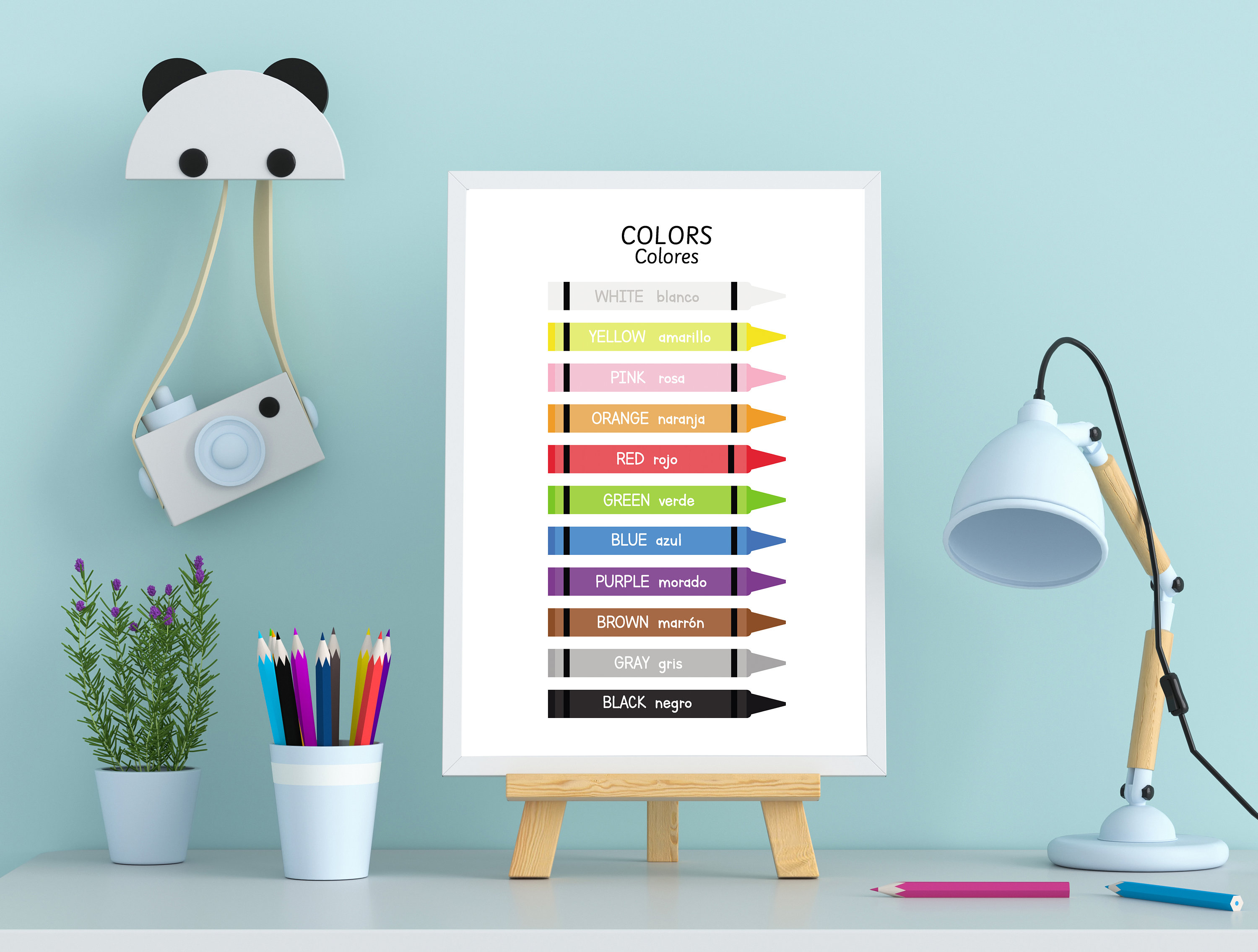 Colors Poster in English & Spanish, Bilingual Printable Poster ...