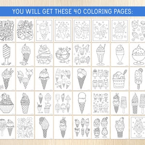 Ice Cream and Popsicles Coloring Pages, 40 Sheets, Summer Activity ...
