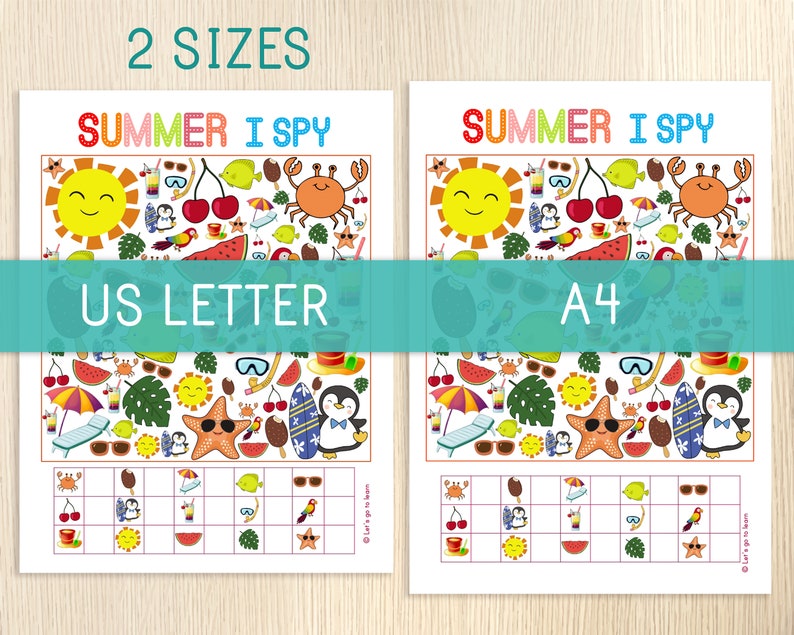 Summer I Spy Seek and Find Look and Find 2 Printable Games | Etsy