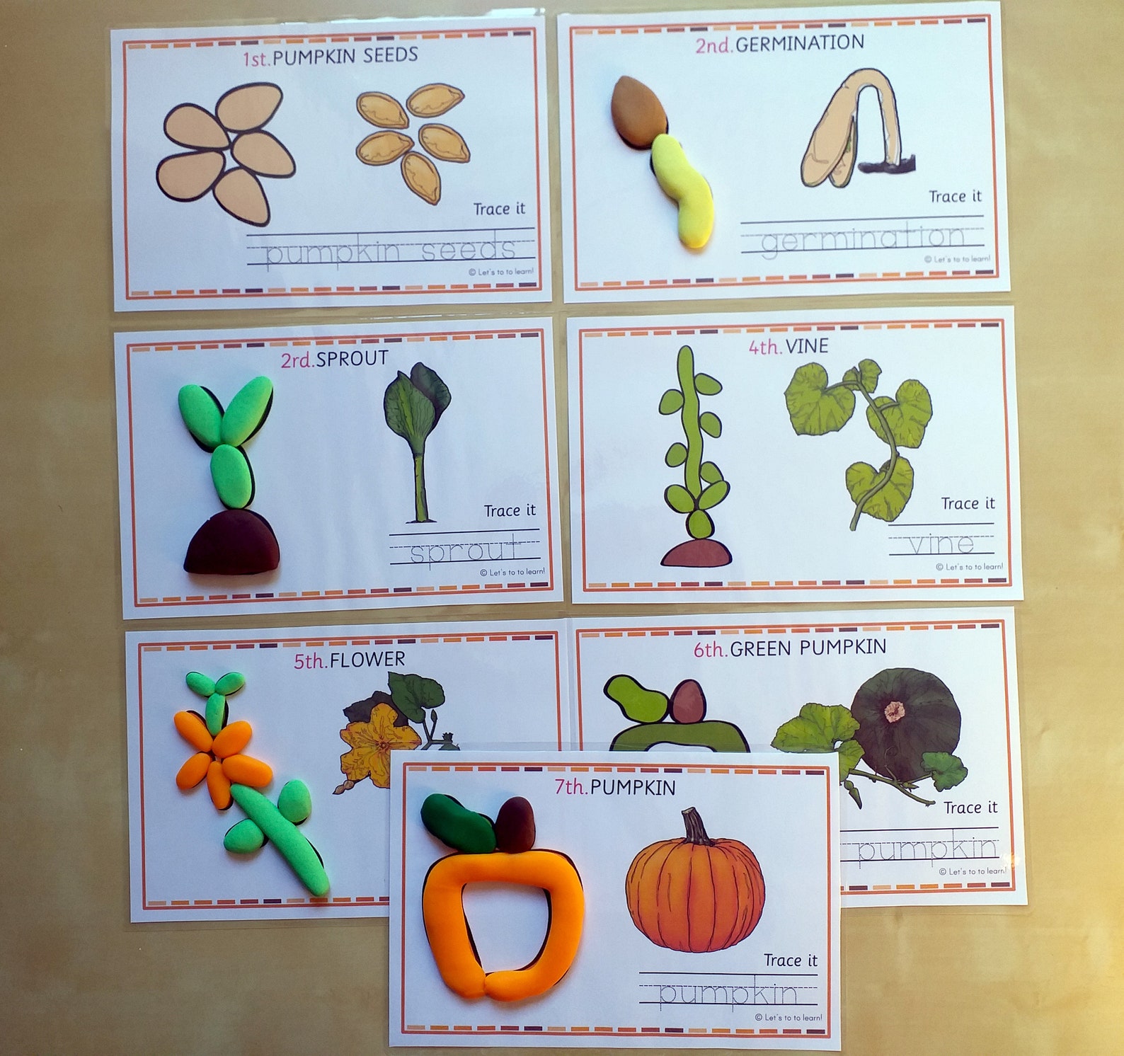 Pumpkin Life Cycle Playdought Mats, Play Doh Activity, Fall, Autumn ...