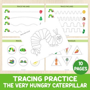 Hungry Caterpillar Tracing Practice Worksheets - Pre-writing Activities ...