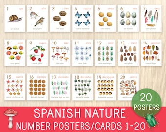 Spanish Nature Number Posters, Charts or Cards - 1 to 20, Counting ...