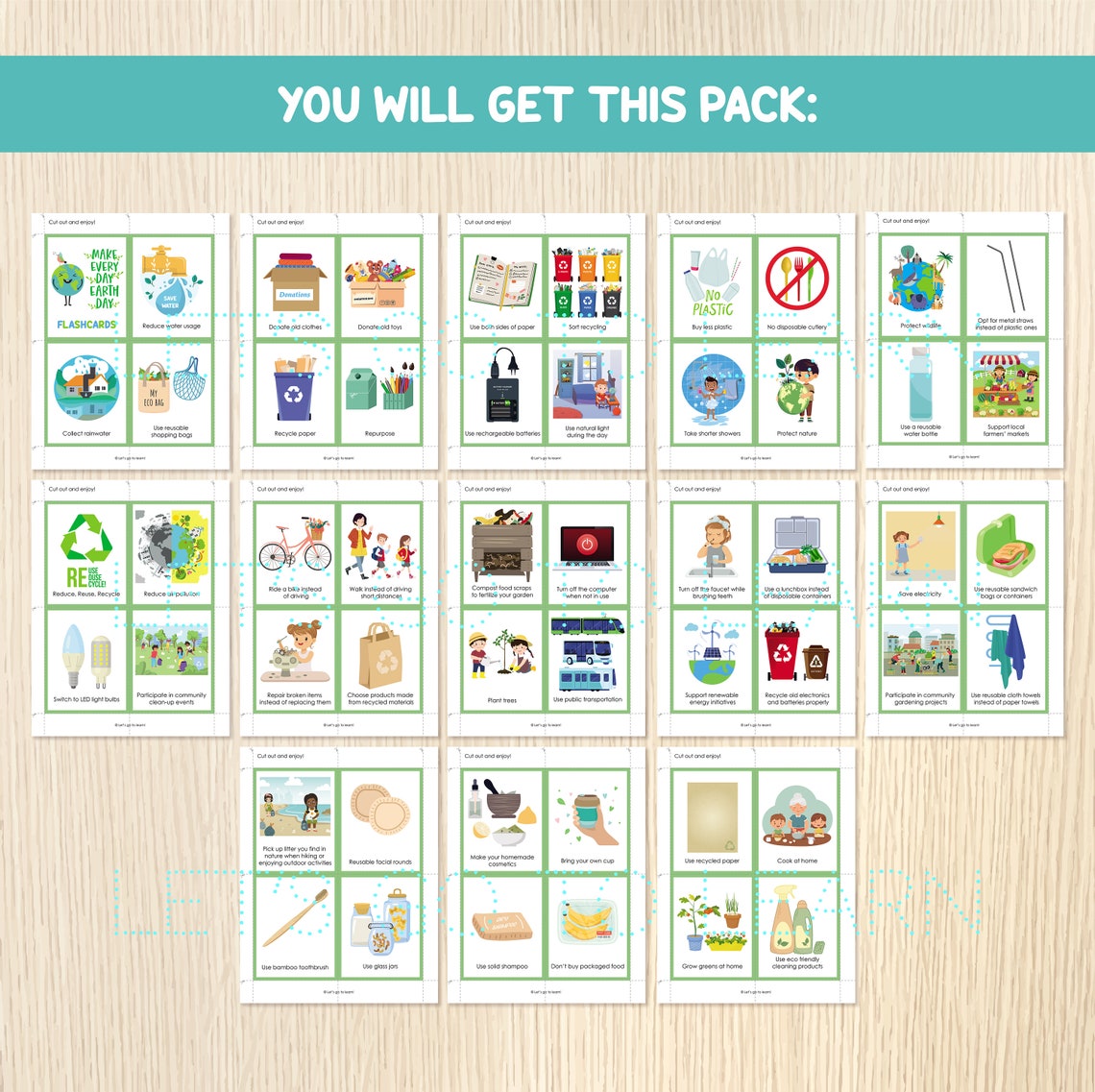 Earth Day Flashcards, Eco Friendly Habits, Preschool, Kindergarten ...