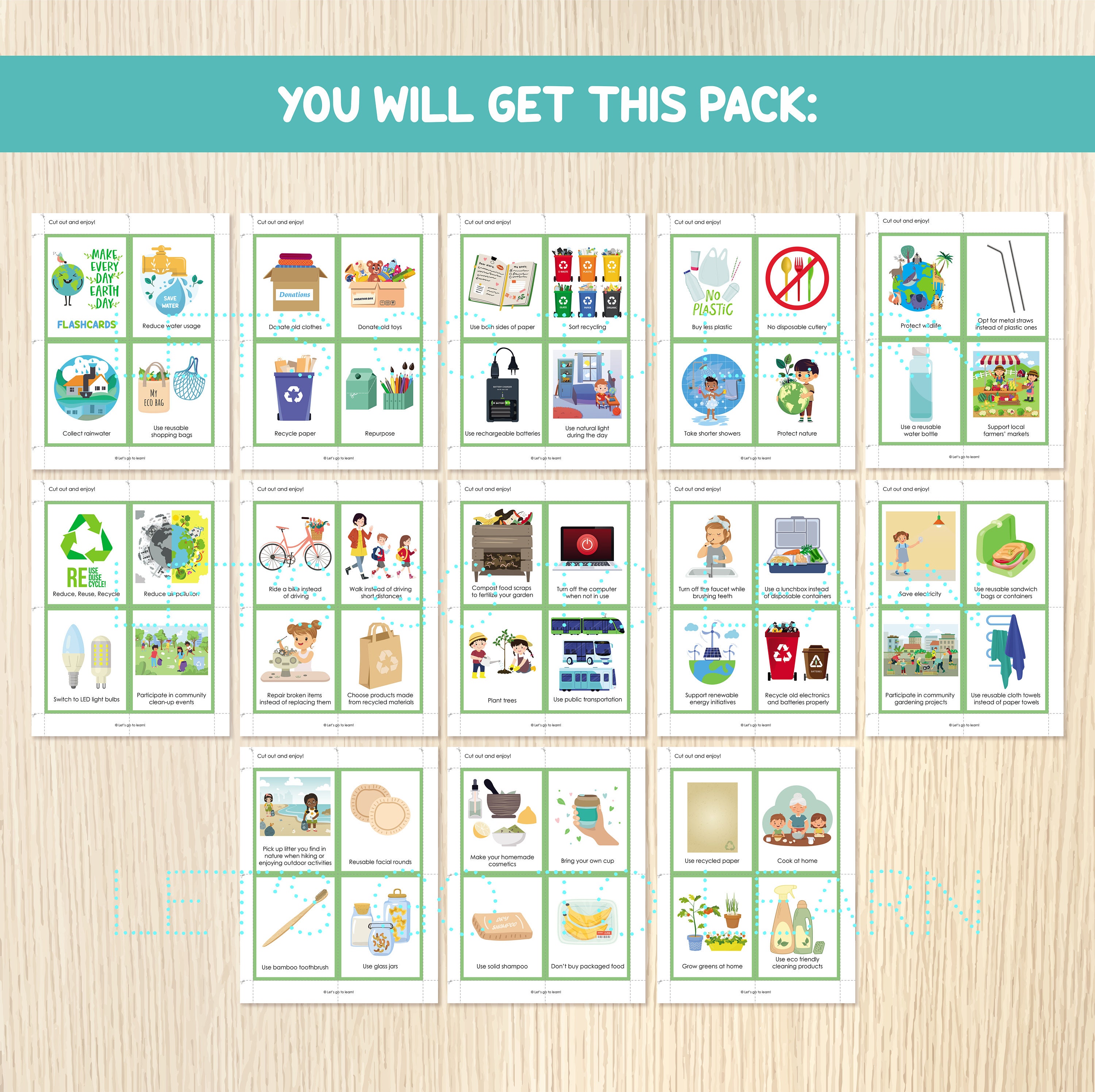 Earth Day Flashcards, Eco Friendly Habits, Preschool, Kindergarten ...