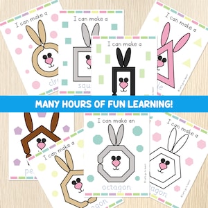 Easter Bunny Shapes Playdough Mats - Play Doh Activity - 20 Visual ...